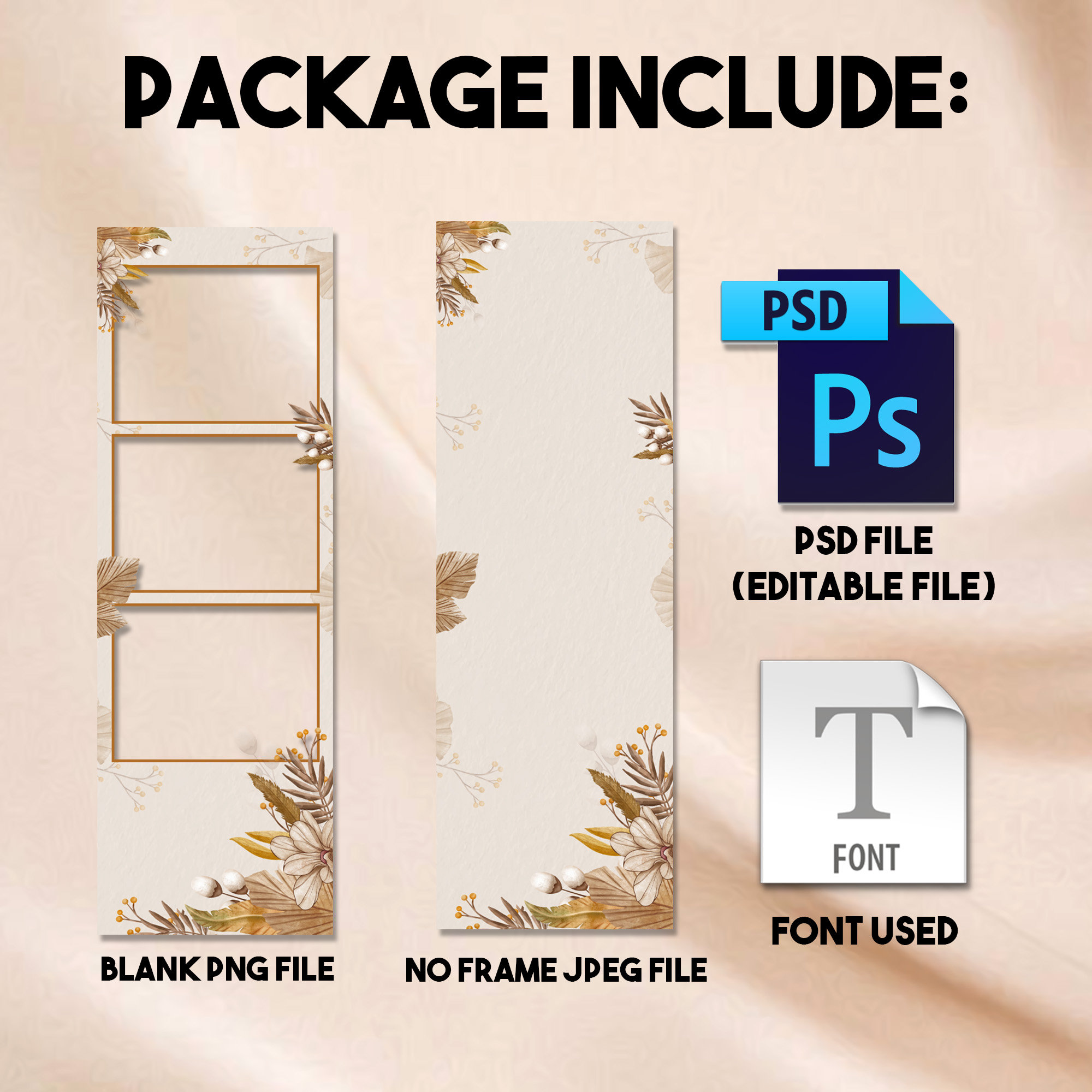 Boho Wedding Photobooth Template Bohemian Photo Booth Template 2x6 ...