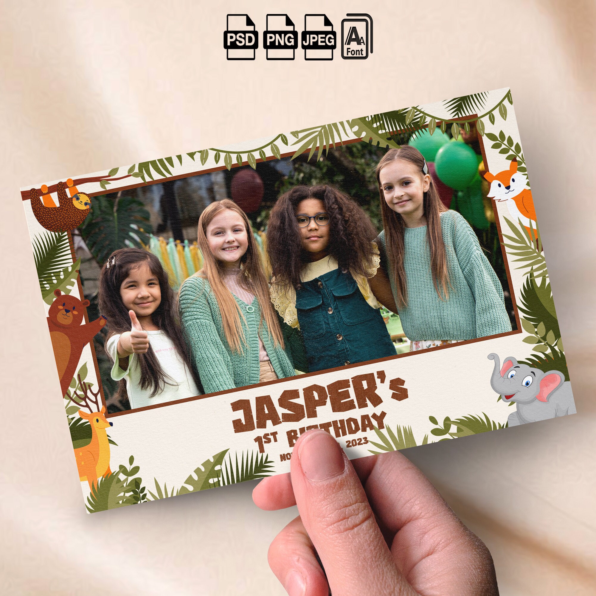 Jungle Photobooth Template 1st Birthday Photo Booth Template 4x6 Strip ...