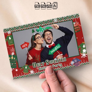 Ugly Sweater Photobooth Template Christmas Party Photo Booth Template ...