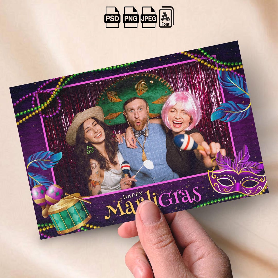 Mardi Gras Photobooth Template Masquerade Ball Photo Booth Frame ...