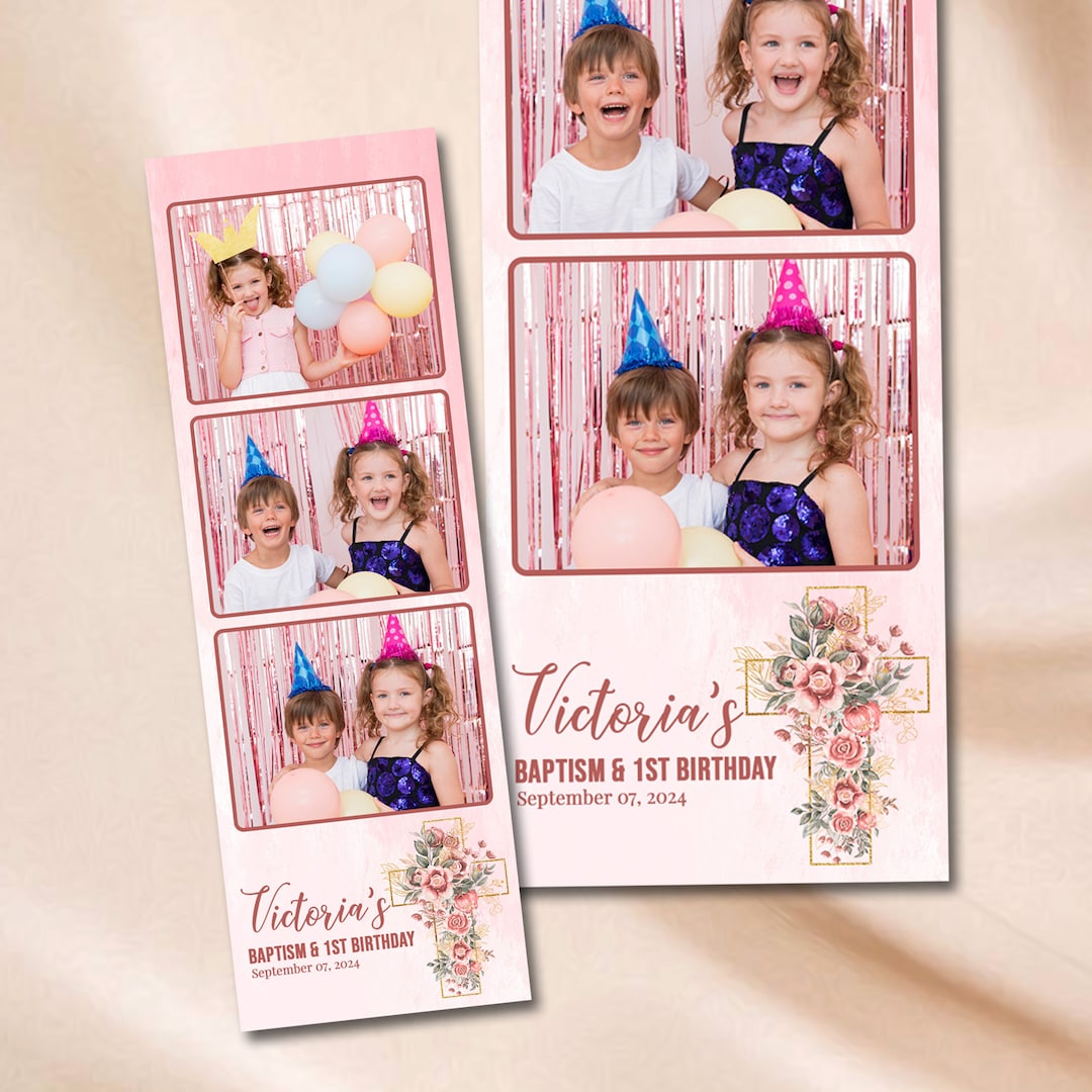 Pink Photobooth Template Baptism Photo Booth Template 2x6 Photo Strip ...