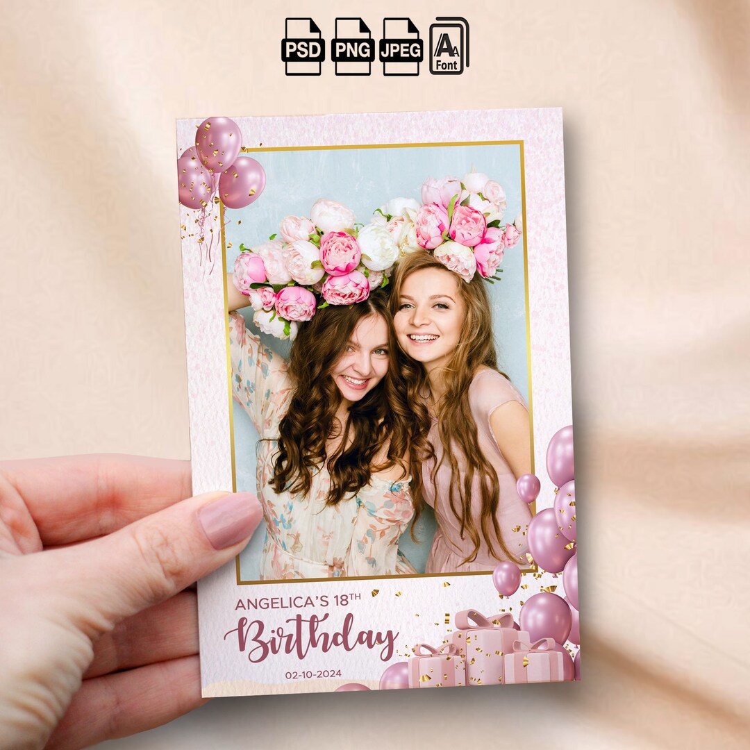 Pink Photobooth Template Quinceanera Photo Booth Template Rose Gold ...