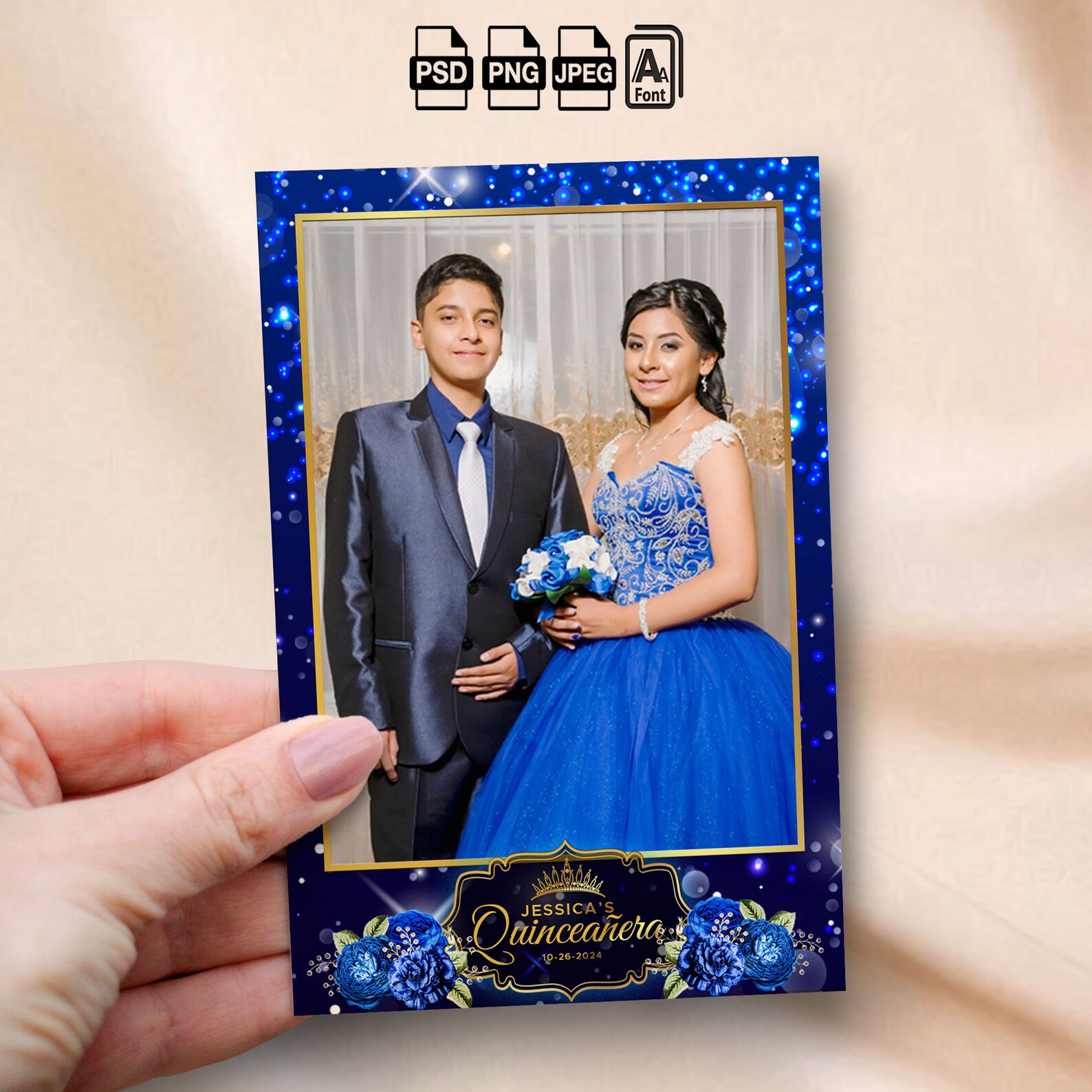 Royal Blue Photobooth Template Elegant Quinceanera Photo Booth Template ...