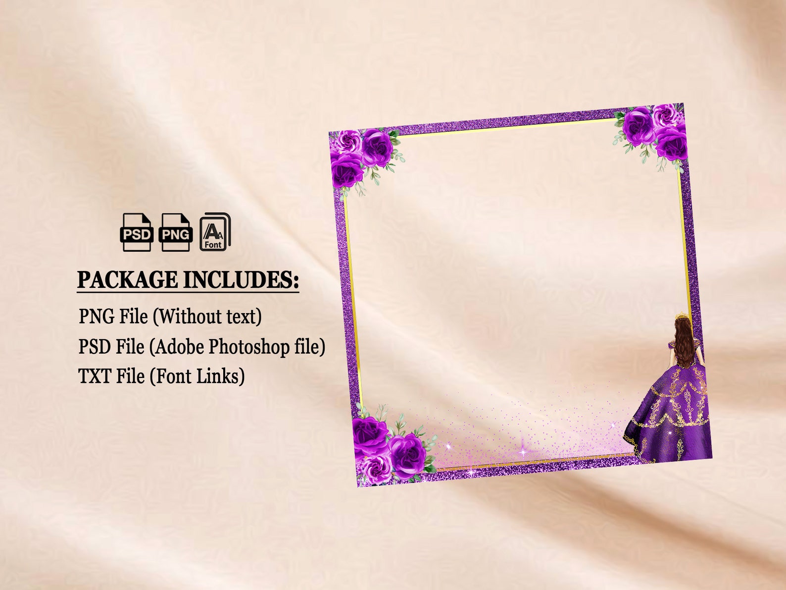 Quinceanera 360 Photo Booth Overlay Sweet 16 360 Photobooth Template ...