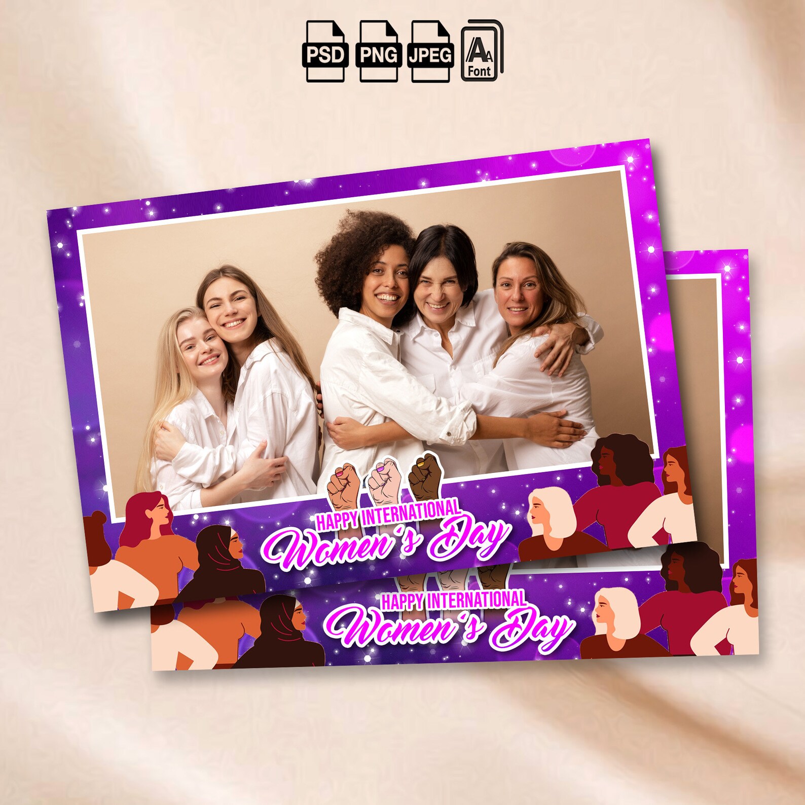 Women's Day Photobooth Template International Womens Day Purple Photo ...