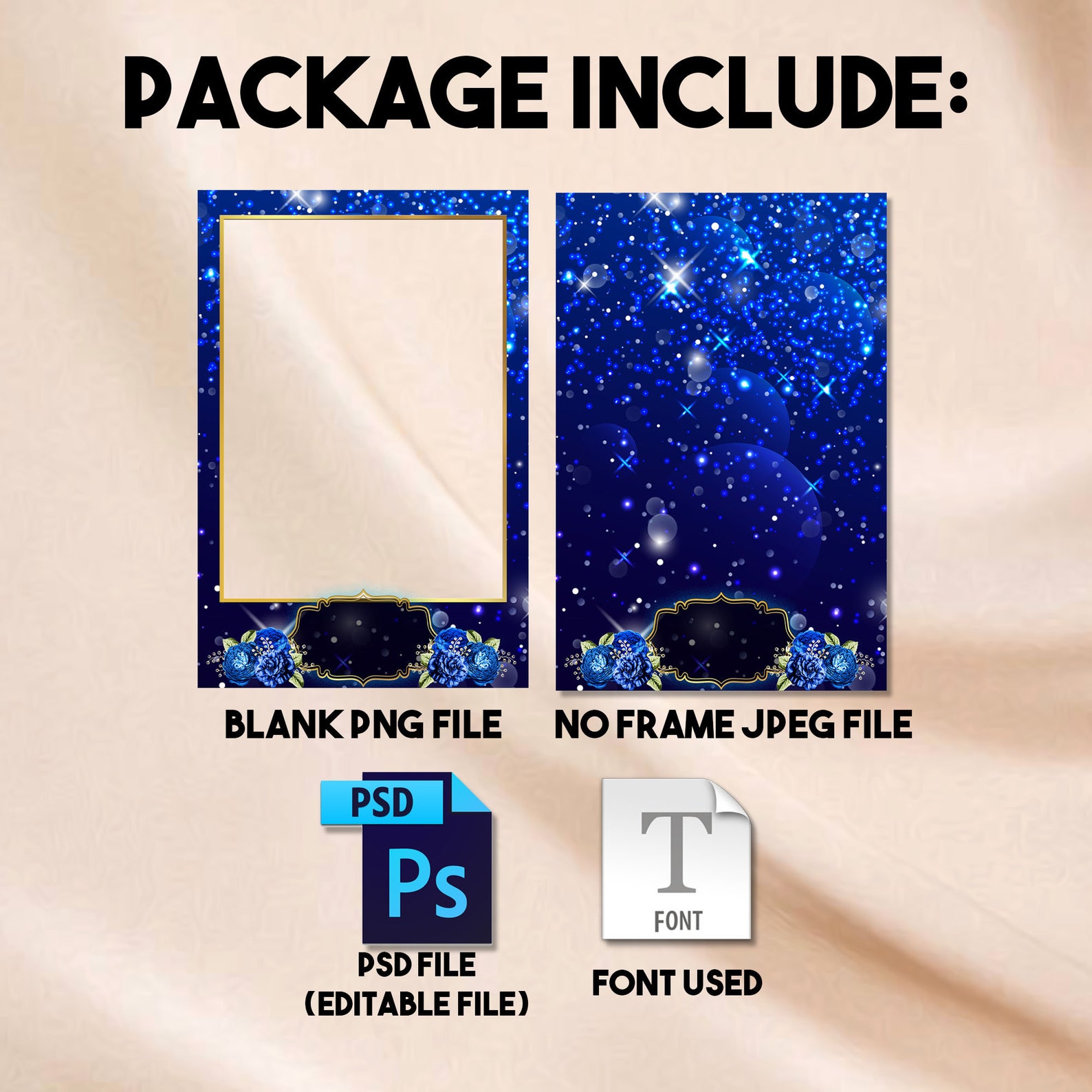 Royal Blue Photobooth Template Elegant Quinceanera Photo Booth Template ...