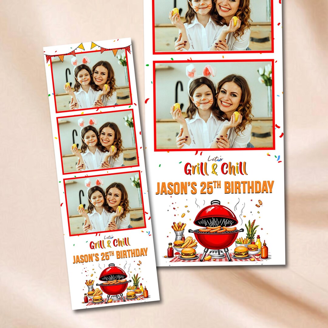 BBQ Birthday Photobooth Template Barbeque Photo Booth Let's Grill and ...