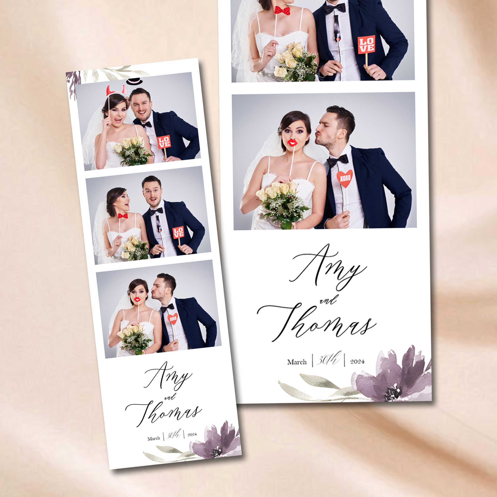 Purple Wedding Photobooth Template Minimalist Floral Photo Booth ...
