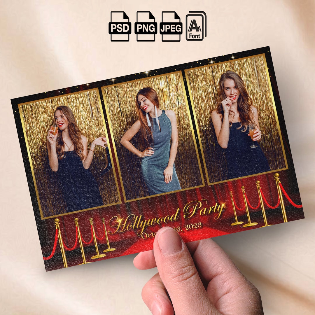 Red Carpet Photobooth Template Black With Gold and Red 4x6 Overlay ...