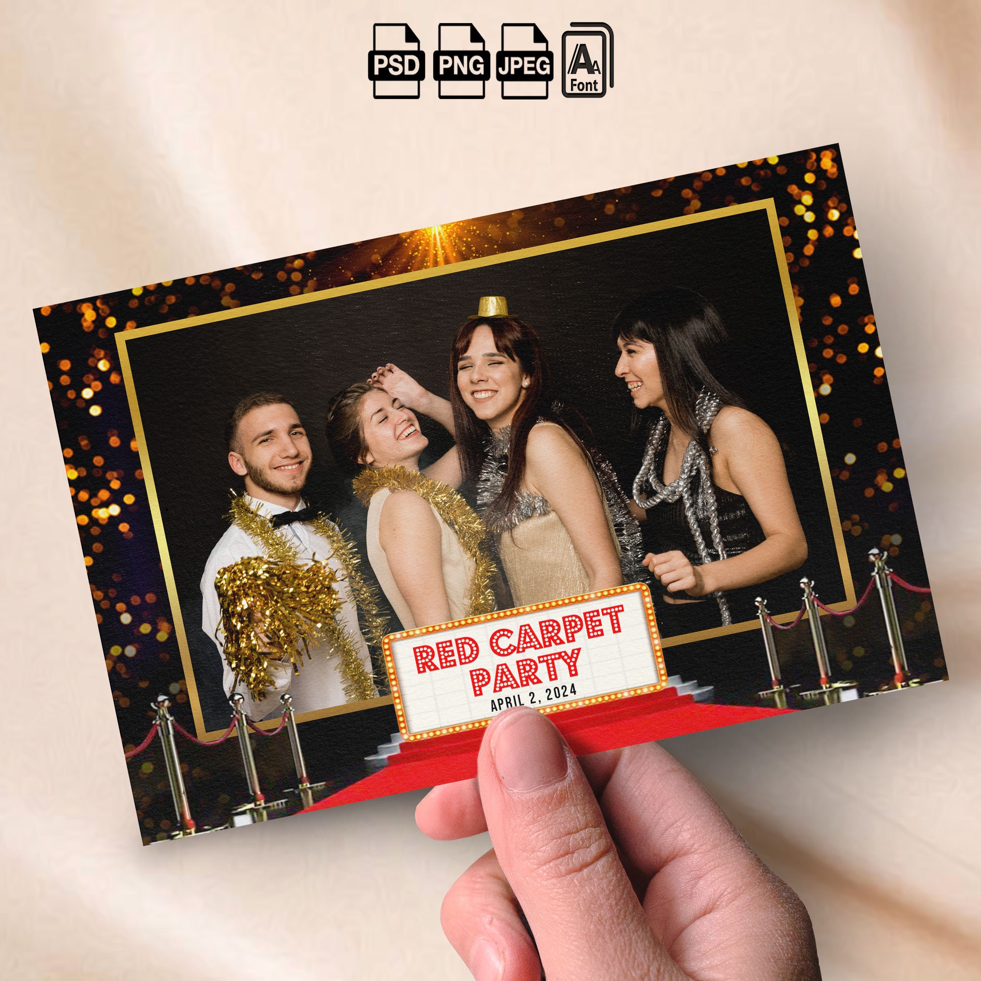 Red Carpet Photobooth Template Hollywood Party Photo Booth Overlay 4x6 ...