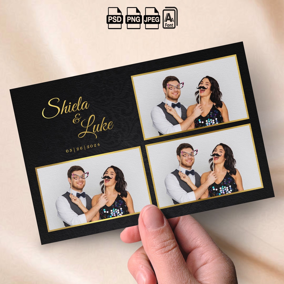 Minimalist Wedding Photo Booth Template Black and Gold Photobooth ...