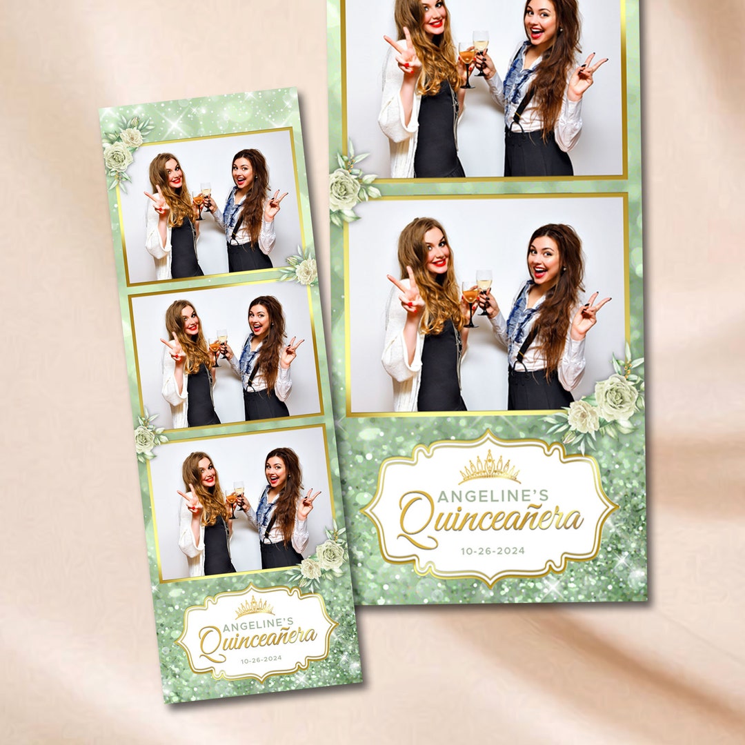 Sage Green Photobooth Template Quinceanera Photo Booth Template 2x6 ...