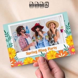 Spring Fling Photobooth Template Spring Party Photo Booth Overlay 4x6 ...