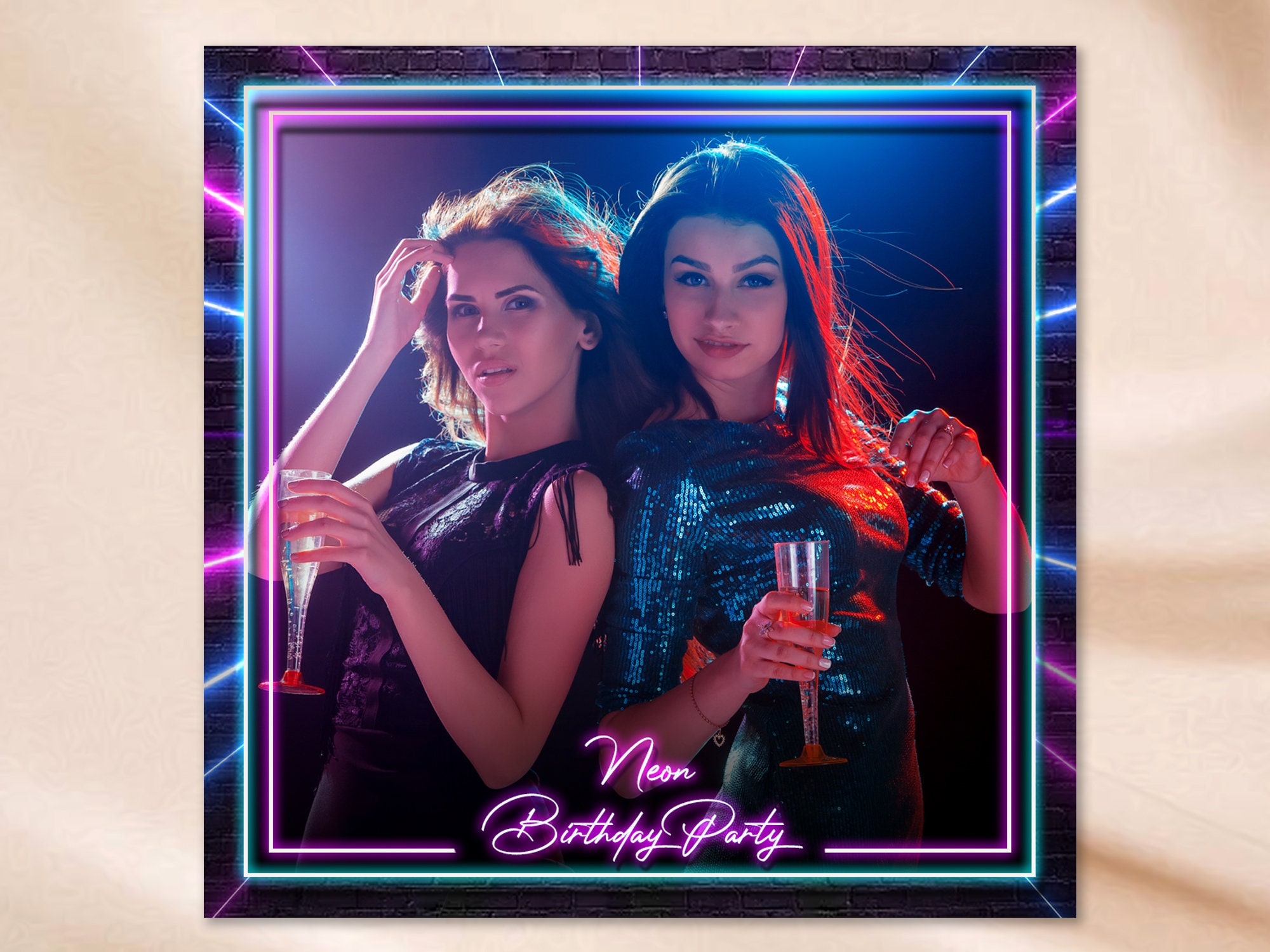 Neon Birthday Party 360 Booth Template Neon Overlay 360booth Overlay ...