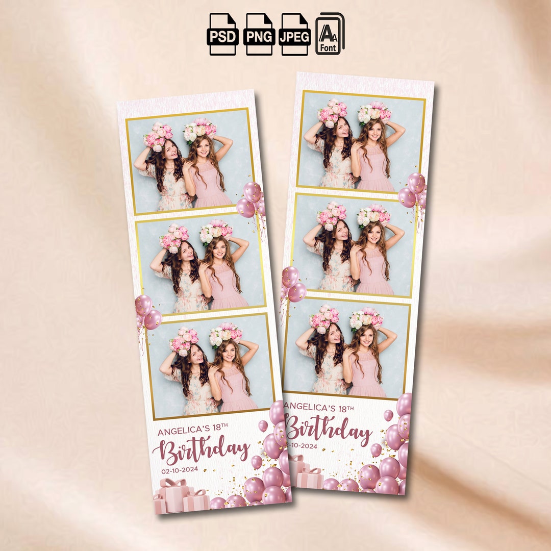 Pink Photobooth Template Quinceanera Photo Booth Template Rose Gold ...