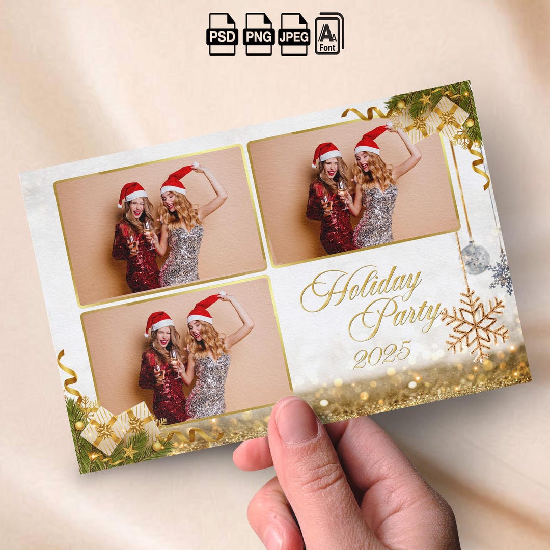 Christmas Photobooth Template Merry Xmas Photo Booth Template White ...