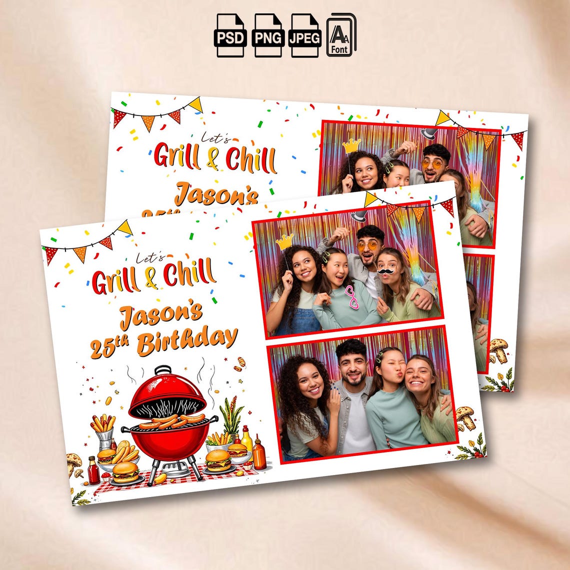 BBQ Birthday Photobooth Template Barbeque Photo Booth Let's Grill and ...