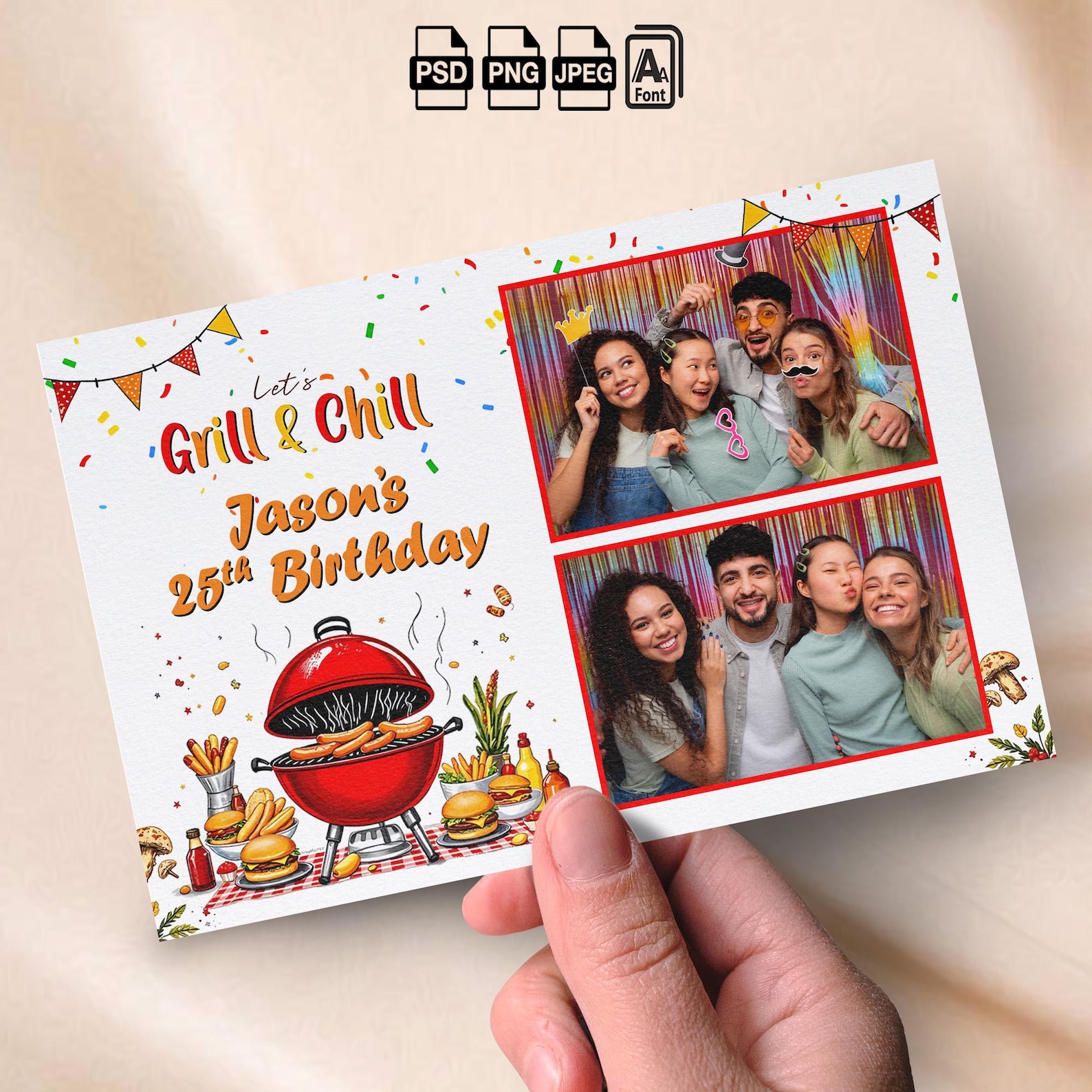 BBQ Birthday Photobooth Template Barbeque Photo Booth Let's Grill and ...