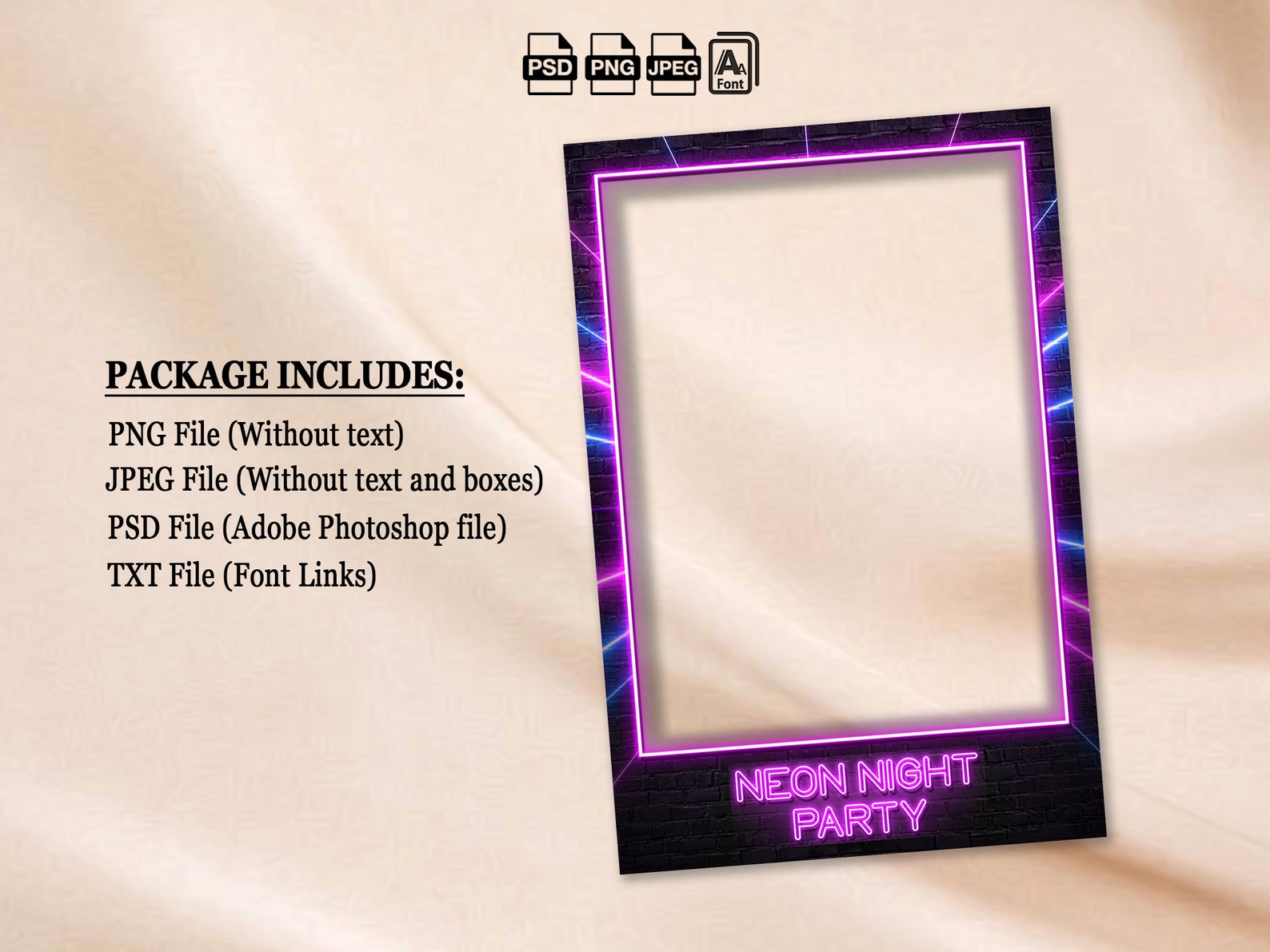 Neon Photobooth Template Neon Photo Booth Template Neon Lights 4x6 ...
