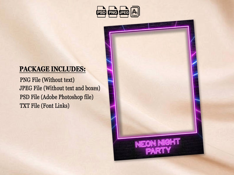 Neon Photobooth Template Neon Photo Booth Template Neon Lights 4x6 ...