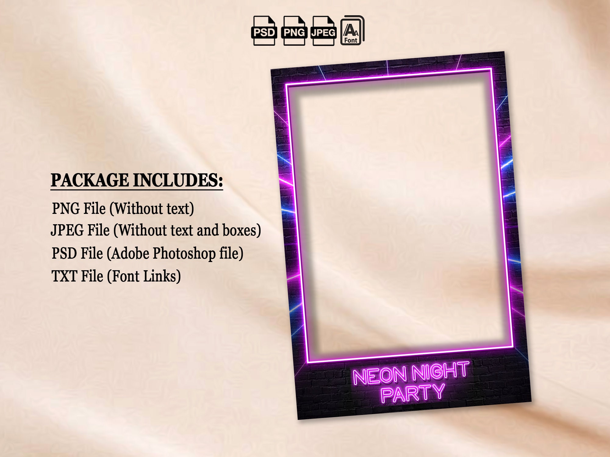 Neon Photobooth Template Neon Photo Booth Template Neon Lights 4x6 ...