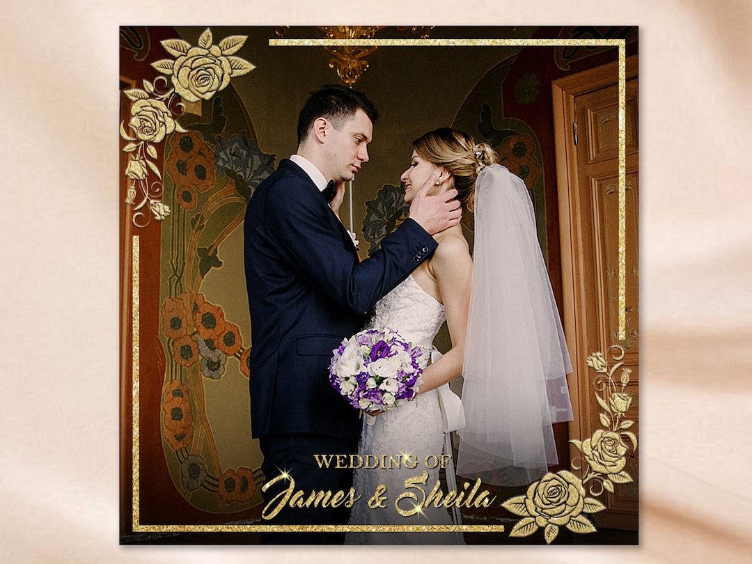 Wedding Party 360 Photo Booth Overlay Gold Frame 360 Photobooth ...