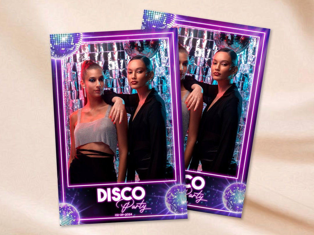 Neon Photobooth Template Neon Photo Booth Template 4x6 Strip Disco ...