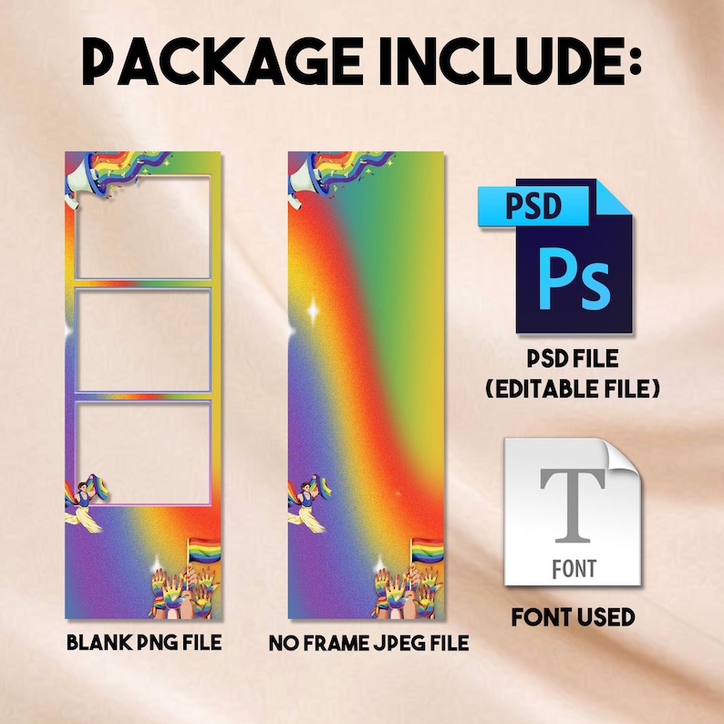 Pride Month Photobooth Template Joyful Rainbow Colors 2x6 Photostrip ...