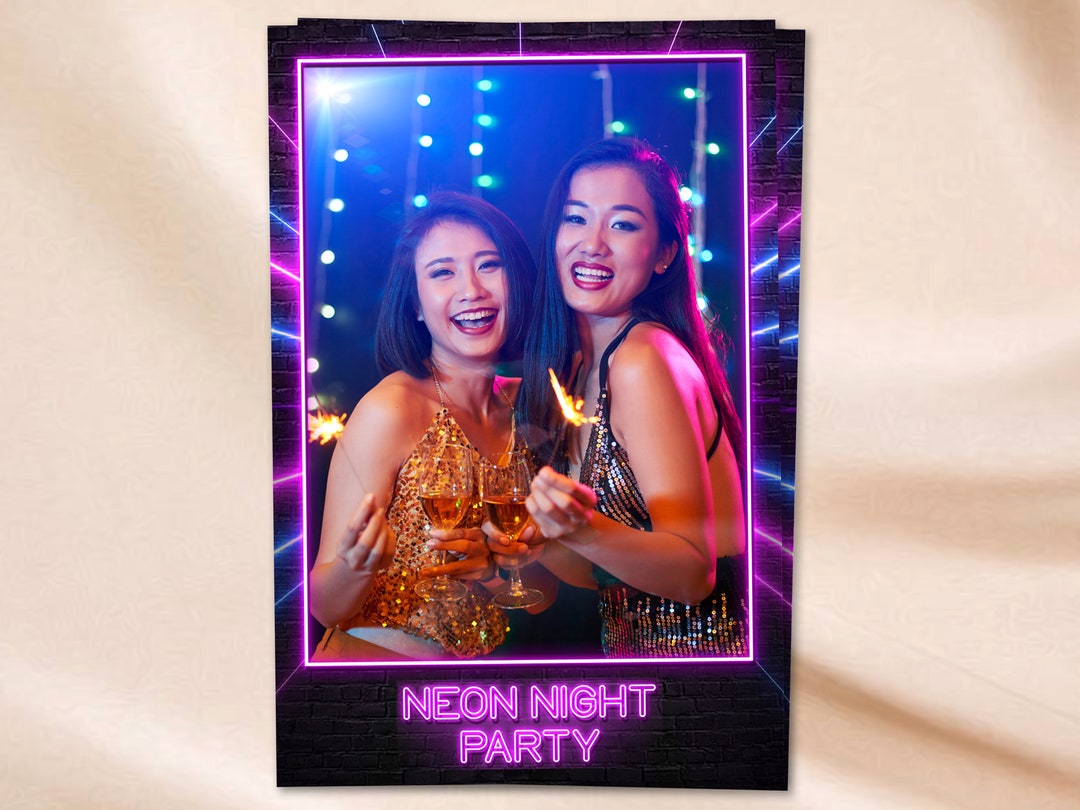 Neon Photobooth Template Neon Photo Booth Template Neon Lights 4x6 ...