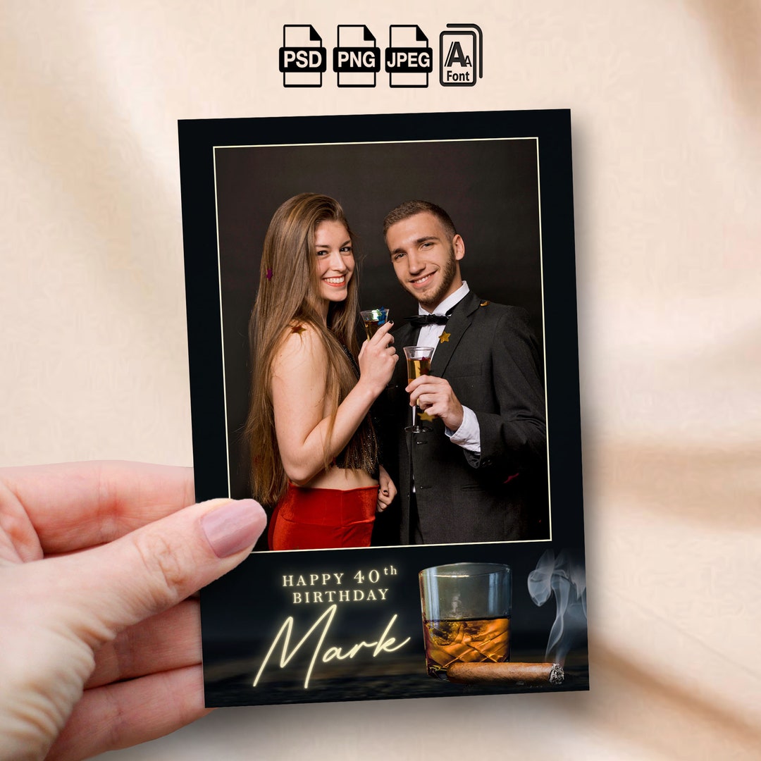 Whiskey Birthday Photobooth Template Photo Booth Overlay Black Gold 4x6 ...