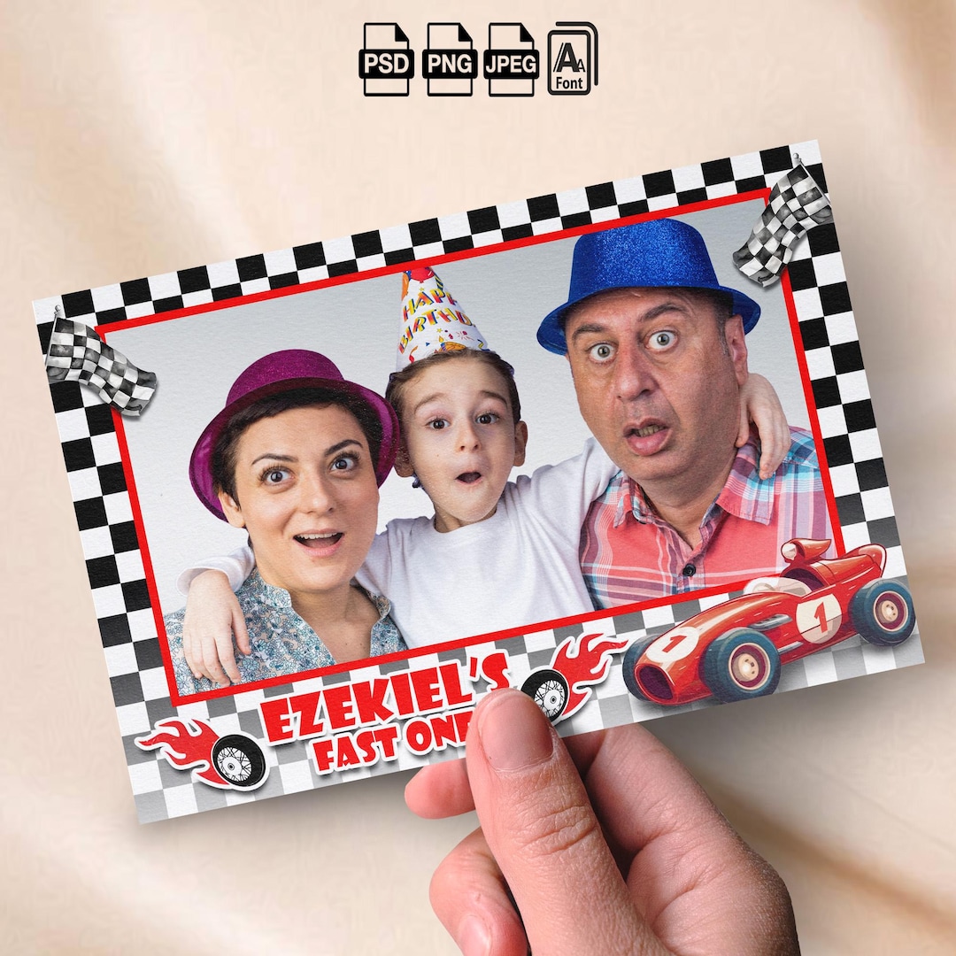 Birthday Photobooth Template Car Theme Photo Booth Template Racing 4x6 ...