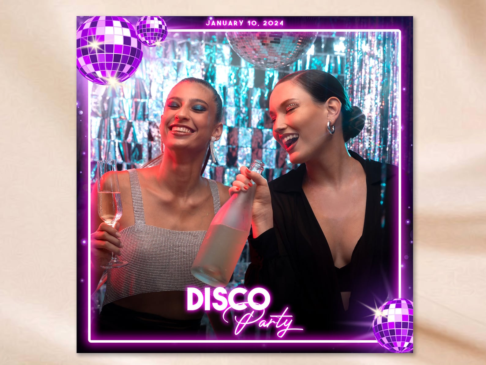 Neon 360 Photo Booth Overlay Disco Party 360booth Overlay Back to the ...