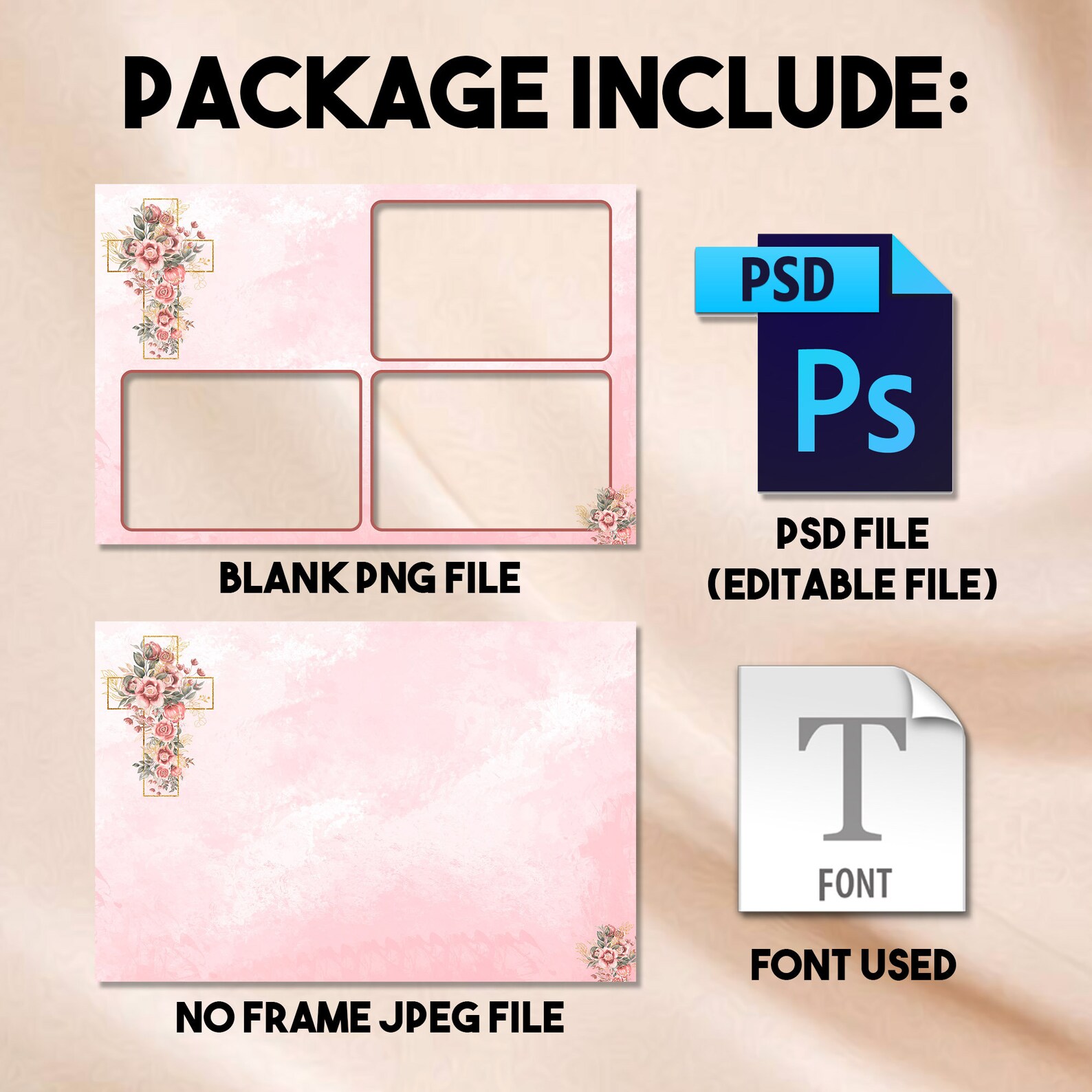 Pink Photobooth Template Baptism Photo Booth Template 4x6 Photo Strip ...