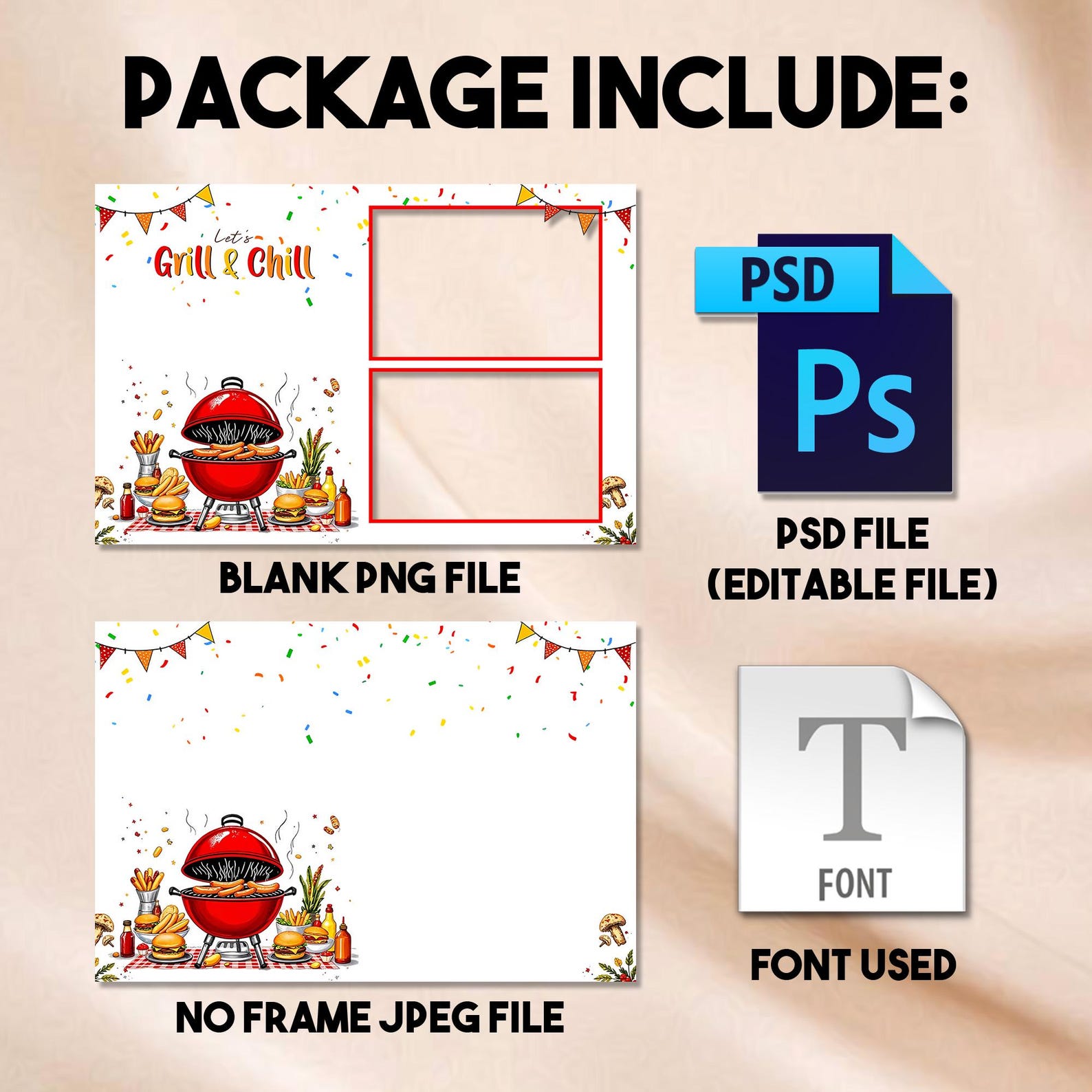 BBQ Birthday Photobooth Template Barbeque Photo Booth Let's Grill and ...