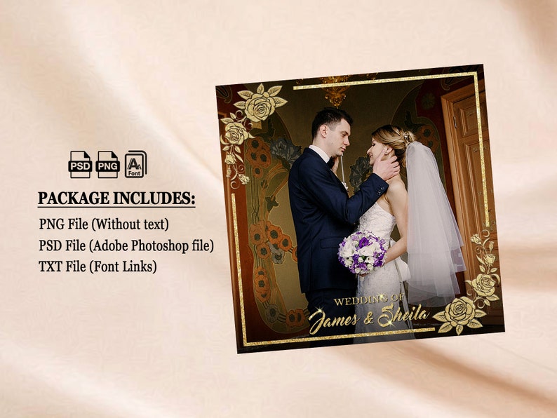 Wedding Party 360 Photo Booth Overlay Gold Frame 360 Photobooth ...