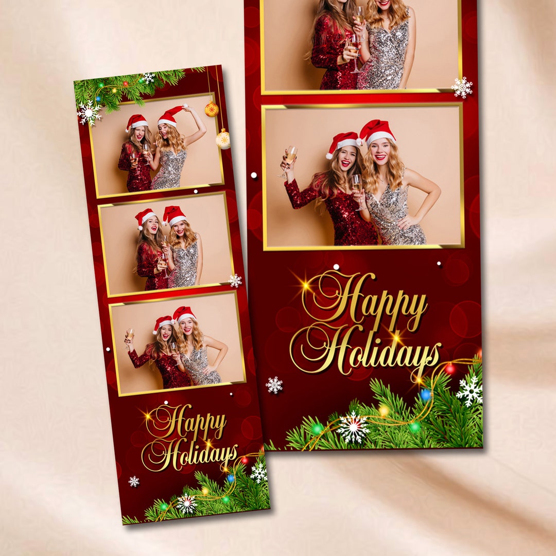 Christmas Photobooth Template, Merry Xmas Photo Booth Template Red ...
