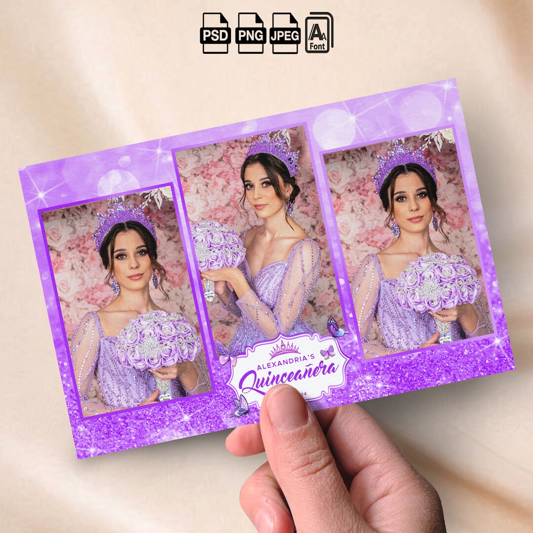 Purple Photobooth Template Lilac Quinceañera Photo Booth Templates ...