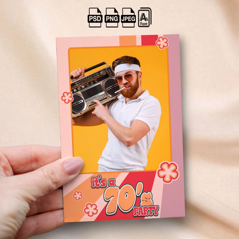 Retro Groovy Photobooth Template 60's 70's Vibe Party Photo Booth ...