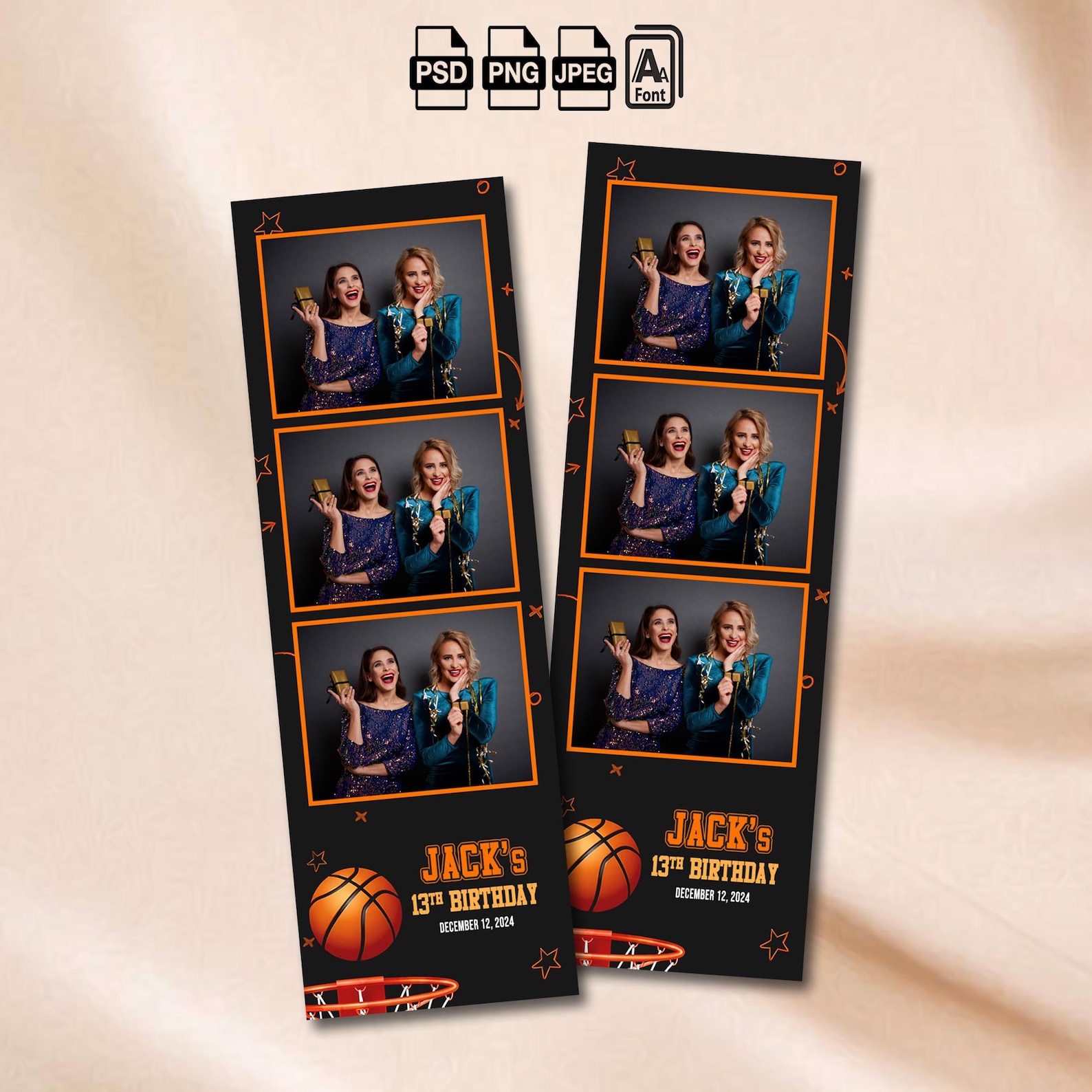 Birthday Photobooth Template Basketball Photo Booth Template Black ...