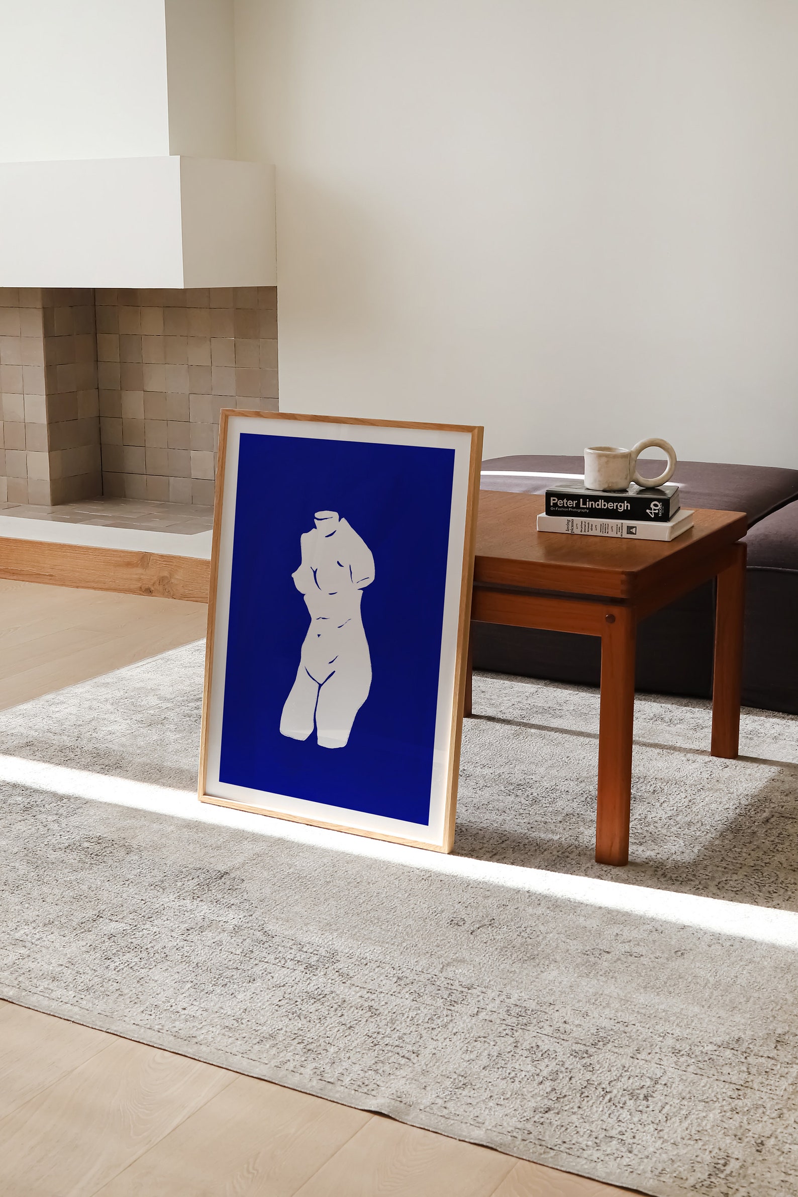Blue Woman Body Line Art, Abstract Female Figure Print, Blue Wall Print ...