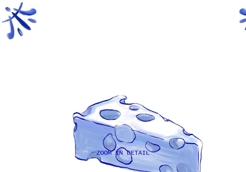 Hand Drawn Cheese on Delft Tile Print: Vintage Kitchen Art (digital ...