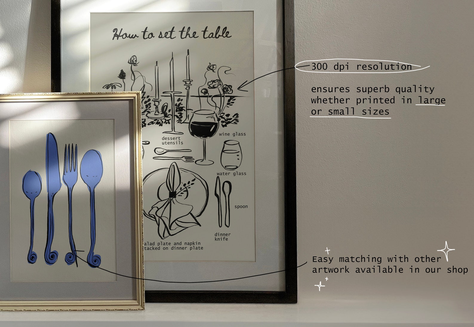 How to Set the Table Print, Digital Wall Art, Hand Drawn Food Print ...