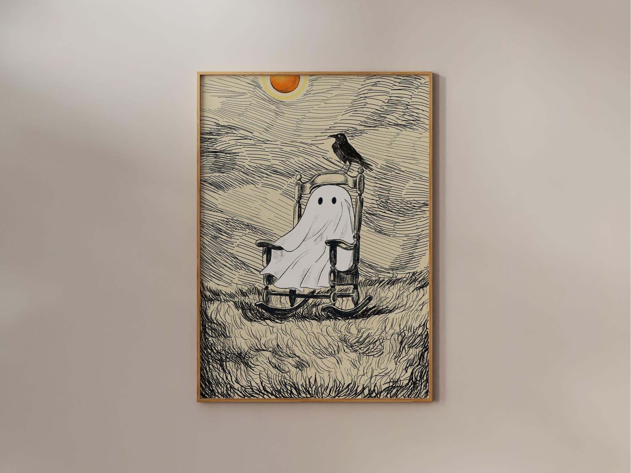 Cute Ghost Digital Portrait Print, Halloween Printable, Spooky Cute ...