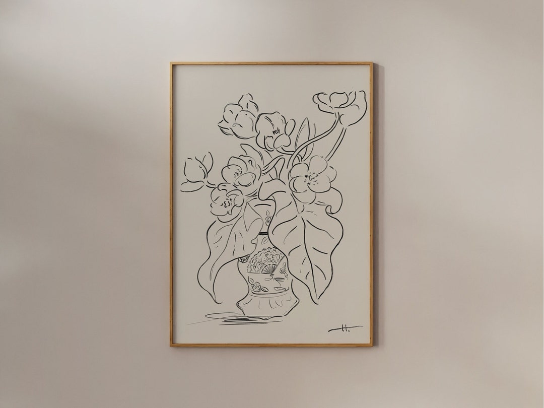 Minimal Flower Print, Botanical Poster Digital Print, Botanical Print ...