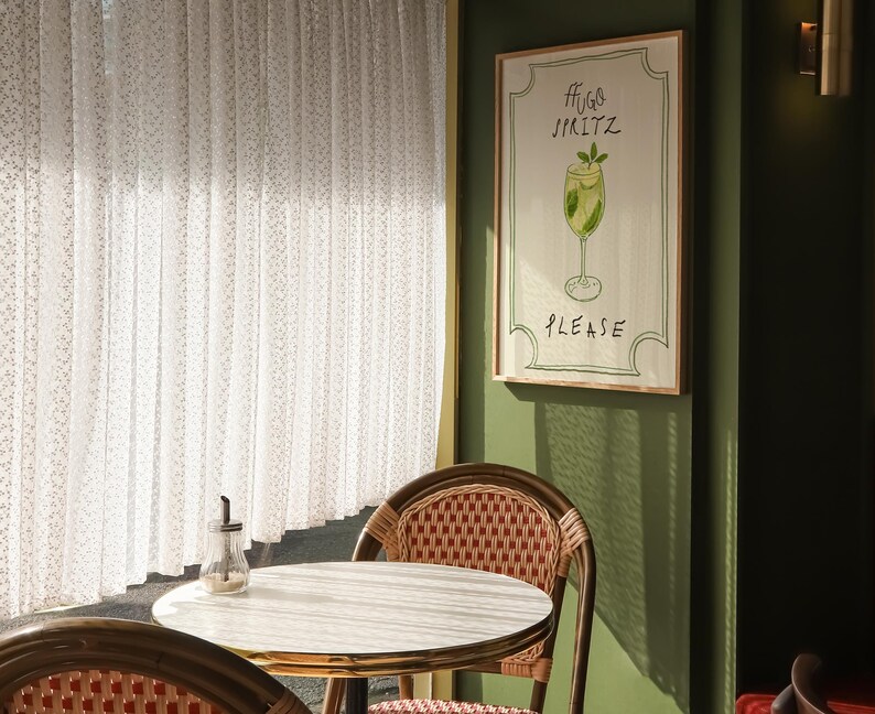 Hugo Spritz Poster, Hand Drawn Cocktail, Bar Cart Wall Art, Hugo Spritz ...