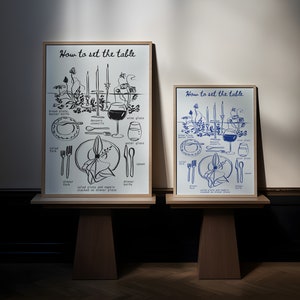 How to Set the Table Print, Digital Wall Art, Hand Drawn Food Print ...
