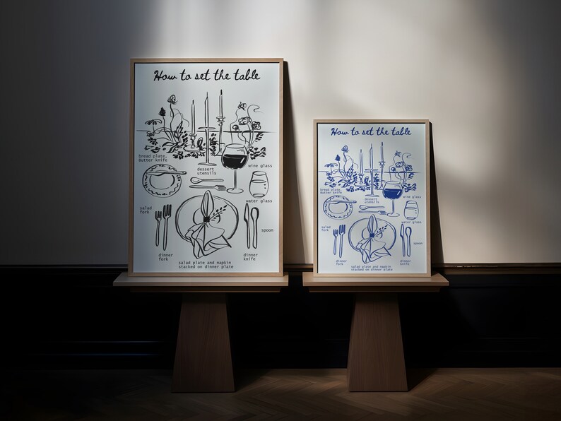 How to Set the Table Print, Digital Wall Art, Hand Drawn Food Print ...