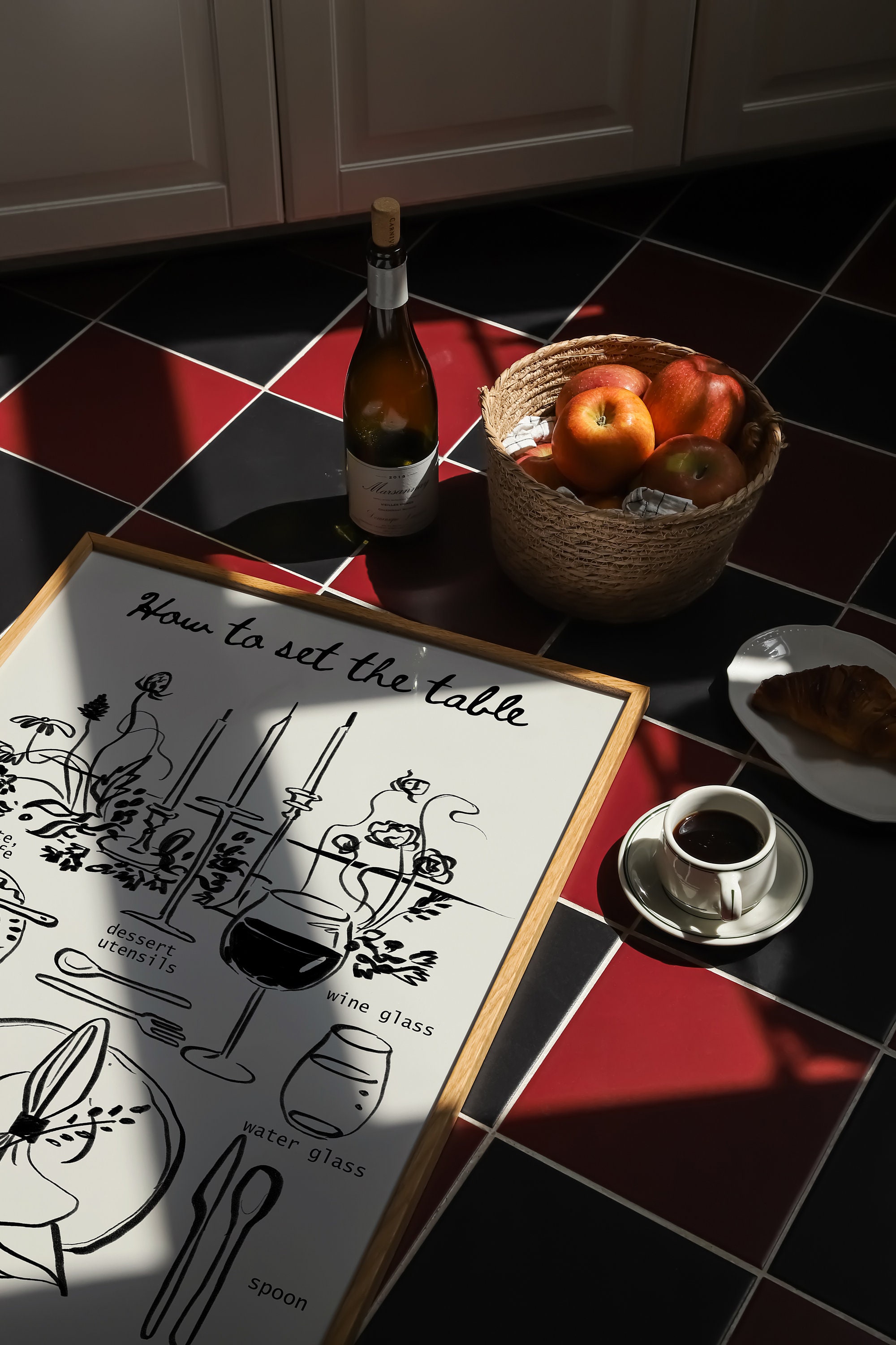 How to Set the Table Print, Digital Wall Art, Hand Drawn Food Print ...