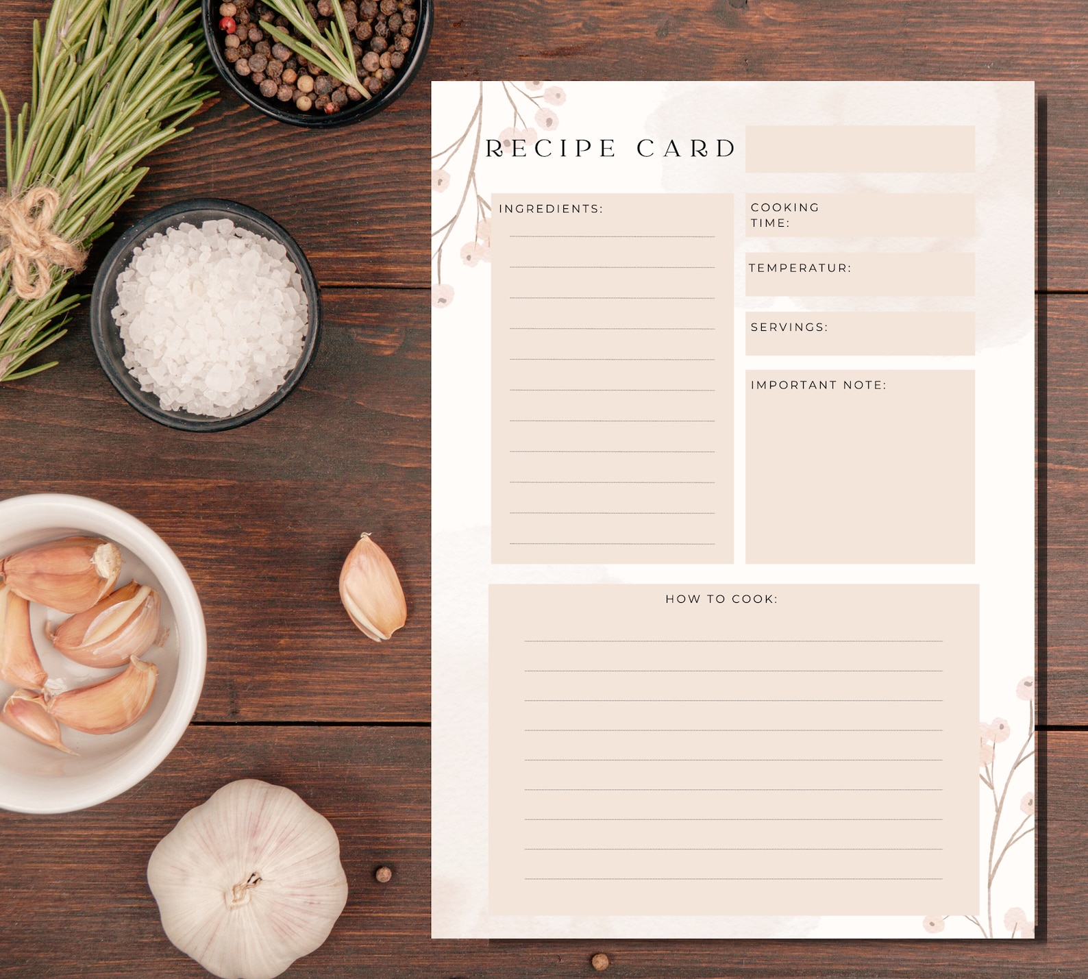 Recipe Template A4 & US Letter to Print | German and English ...
