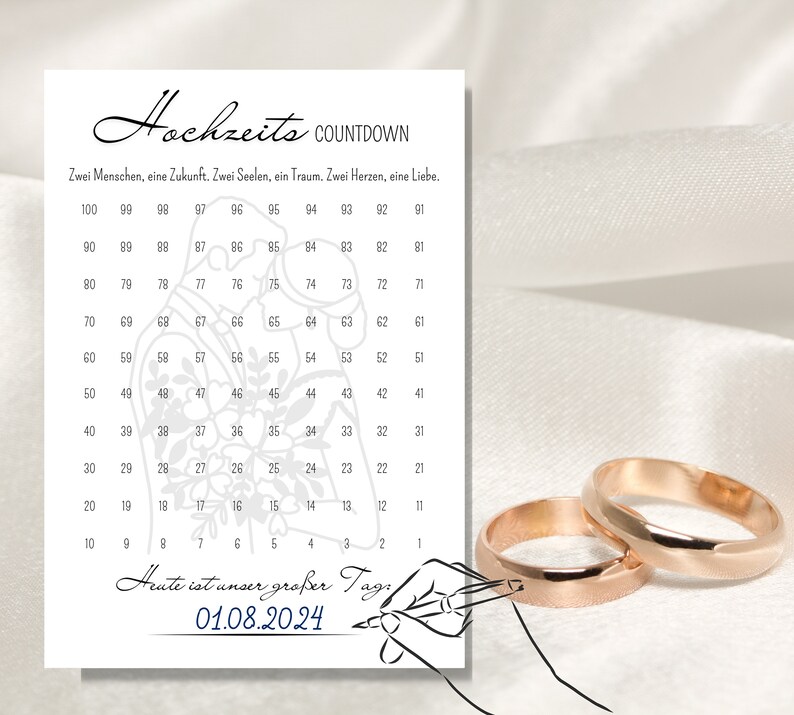 Wedding Countdown, A4 and A5 Printable, Digital Template, Check-box ...